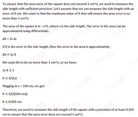 Solved The Side Length Of A Square Is About Cm How Should We Measure It So That Its Area