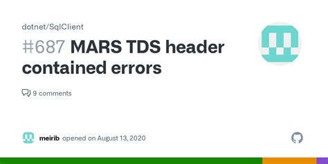 Mars Tds Header Contained Errors · Issue 687 · Dotnetsqlclient · Github