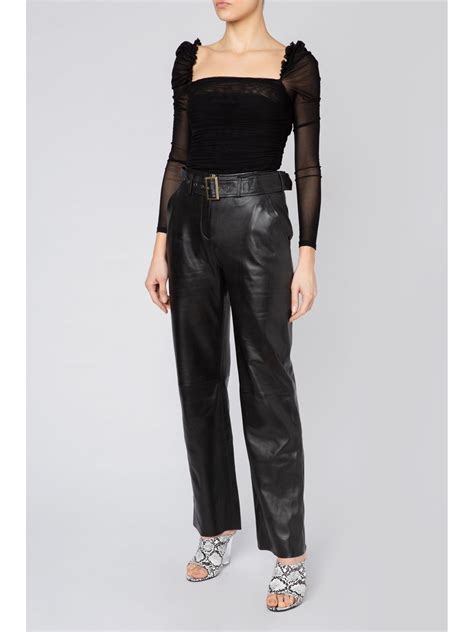 High Waist Belted Straight Leg Leather Trousers Shop Women From Muubaa Uk