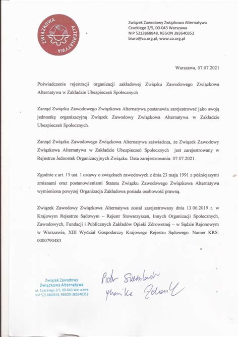 Kolejny atak na nasz związek w ZUS przedstawiamy dokumenty które