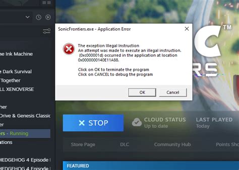 Illegal Instruction Error On Startup Rsonicfrontiers