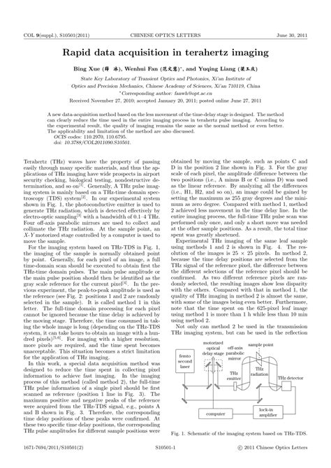 Pdf Rapid Data Acquisition In Terahertz Imaging Chinese Title Rapid Data Acquisition In