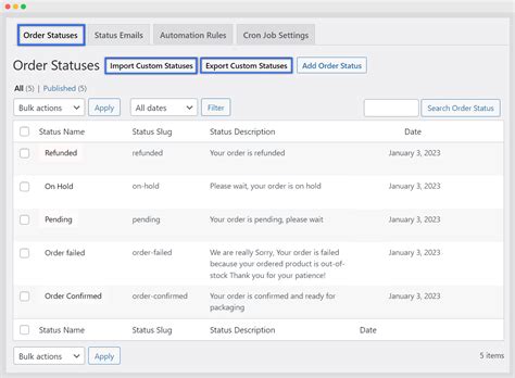 Setting Up Woocommerce Custom Order Status Documentation