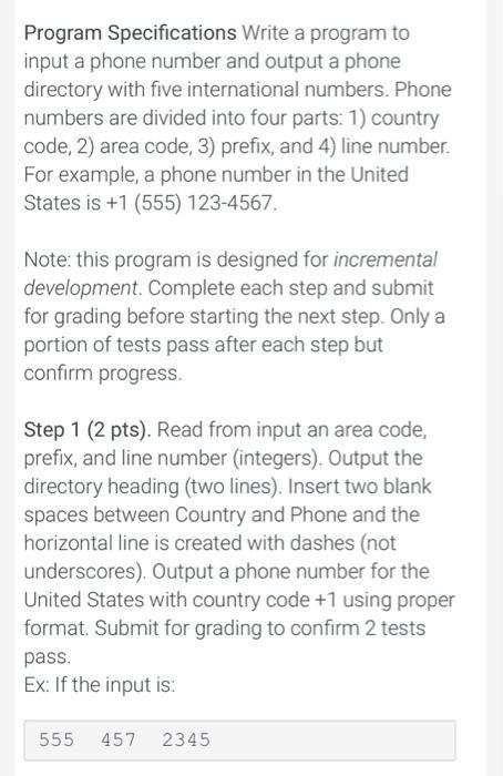 Solved Program Specifications Write A Program To Input A