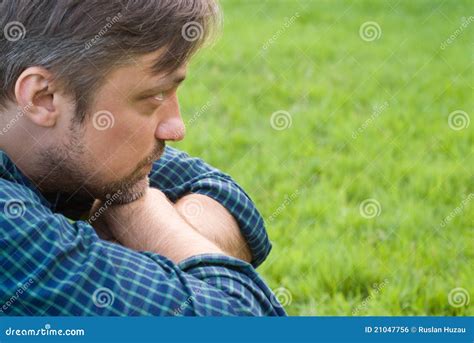 Man On Grass Stock Photo Image Of Positive Pleasure 21047756