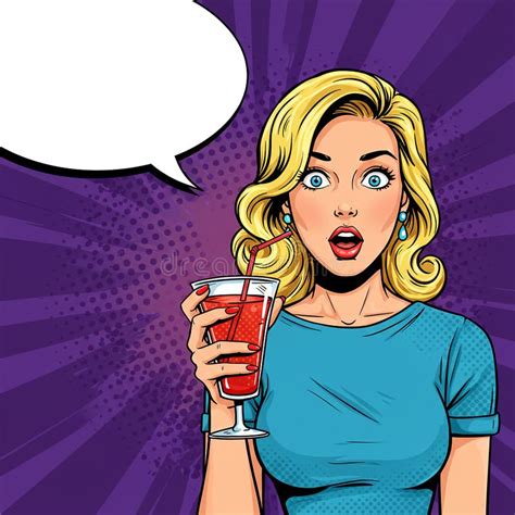 Surprised Blonde Woman Pop Art Vector Illustration Stock Illustration