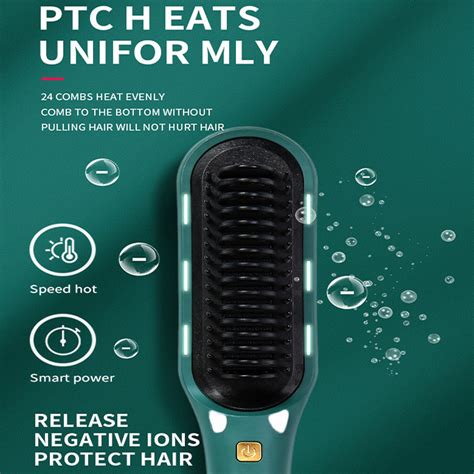 Badu Bg 2 в 1 Електрическа професионална йонна преса за коса Четка Гребен за къдрене с Lcd