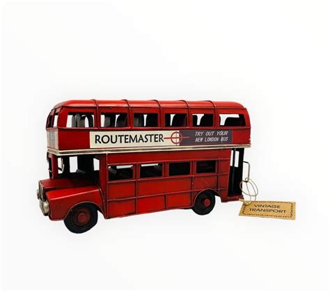 Vintage London Bus Figurine Vintage Bus Model Car Vintage Car Figurines