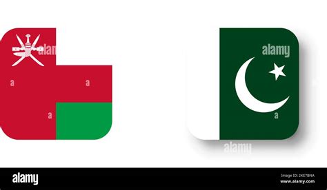 Pakistan Flag Flat Vector Square With Rounded Corners And Dropped Shadow Stock Vector Image