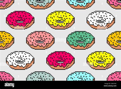 Donut Pixel Art Pattern Seamless 8 Bit Food Sweetness Background