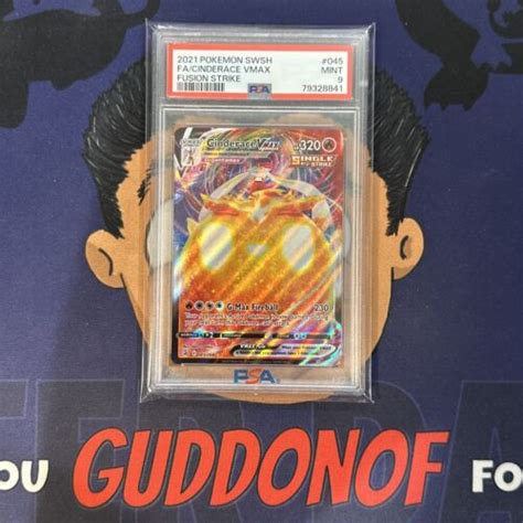 Psa 9 Mint 2021 Pokemon Fusion Strike Cinderace Vmax 045 Full Art