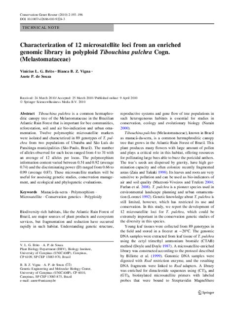 Pdf Characterization Of 12 Microsatellite Loci From An Enriched