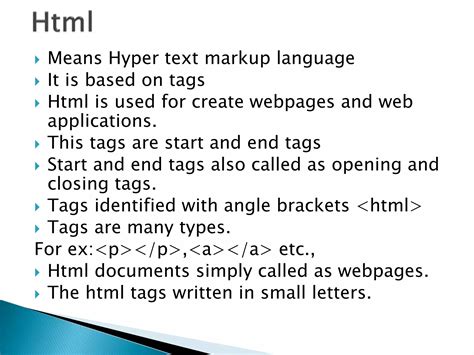 Html Tutorial Ppt