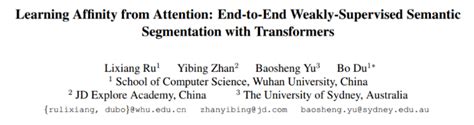 Cvpr 2022 从自注意力中学习语义affinity，用于端到端弱监督语义分割 智源社区