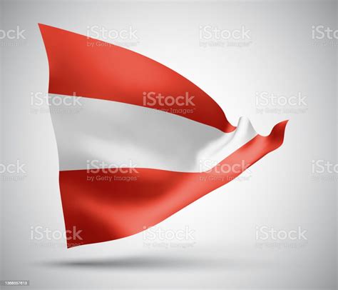 오스트리아 파도와 흰색 배경에 바람에 흔들리는 구부러진 벡터 플래그 3차원 형태에 대한 스톡 벡터 아트 및 기타 이미지 3