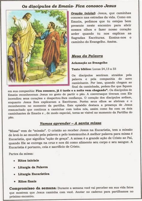 Catequese ParÓquia SÃo JosÉ Encontro Sobre Os Discípulos De Emaús