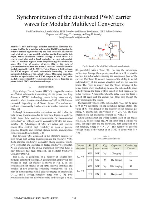 pdf synchronization of the distributed pwm carrier waves for modular