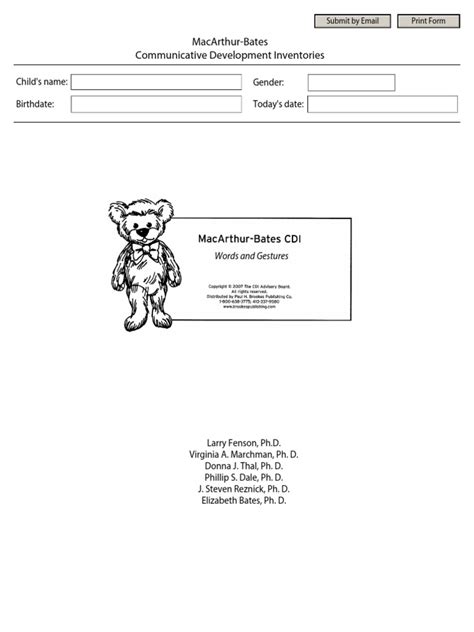 Macarthur Bates Communicative Development Inventories Cdis Pdf Bathroom