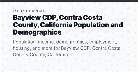 Bayview Cdp Contra Costa County California Population Income