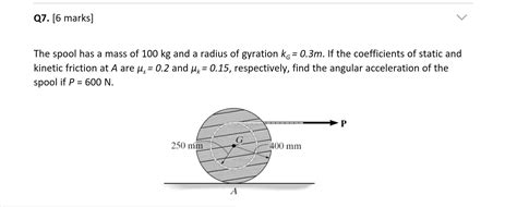 Solved The Spool Has A Mass Of 100 Kg And A Radius Of