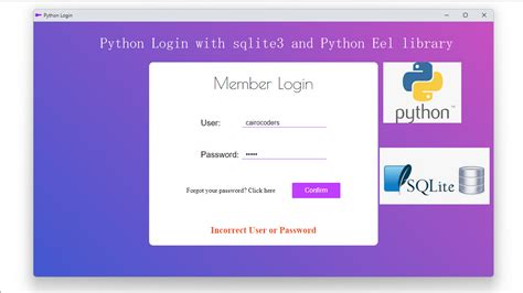 Python Login With Sqlite3 And Python Eel Library Tutorial101