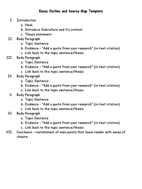 Mla Format Outline Template Mla Format Outline Template
