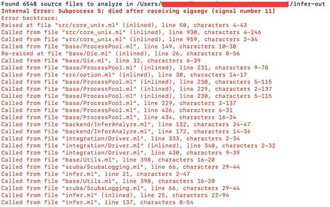 Signal Number 11 · Issue 1081 · Facebookinfer · Github