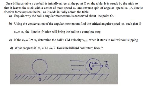 Solved On A Billiards Table A Cue Ball Is Initially At Rest