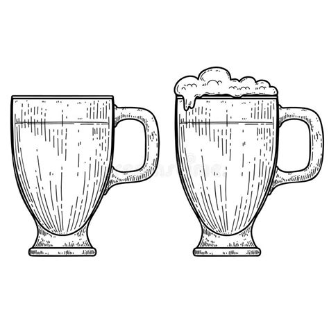 Illustrations Of Mug Of Beer In Engraving Style Design Element For