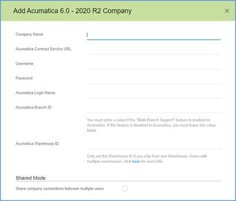set up the acumatica company · starship