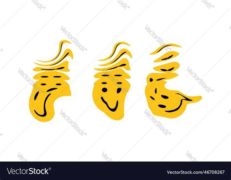 Funny Melt Smile Faces Set Royalty Free Vector Image