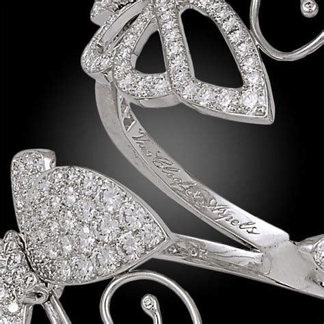 Van Cleef And Arpels Diamond Gold Butterfly Hinged Bangle Cuff Bracelet