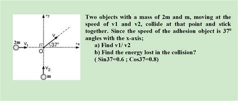 Solved Y Two Objects With A Mass Of 2m And M Moving At The