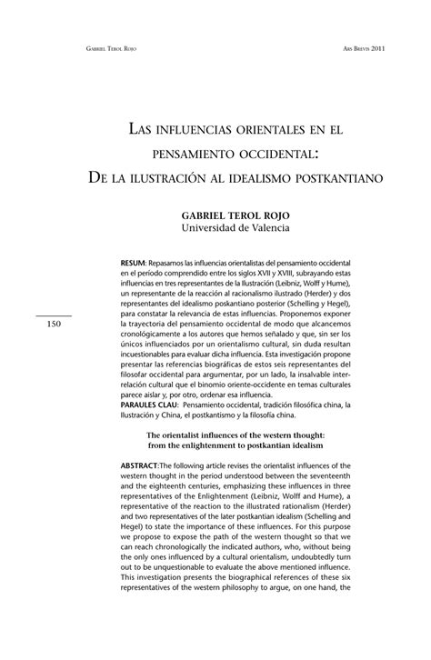 Pdf Las Influencias Orientales En El Pensamiento Occidental De La