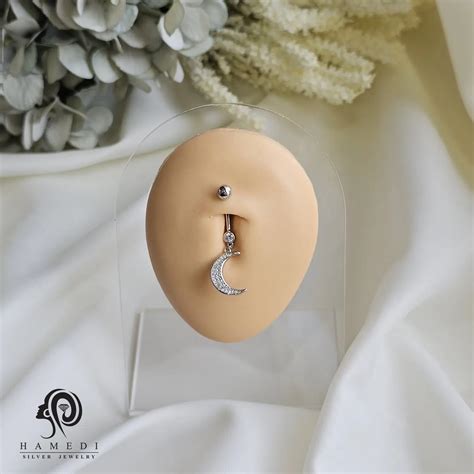 پیرسینگ ناف نقره زنانه ماه و ستاره مدل Pe R21 نقره حامدی