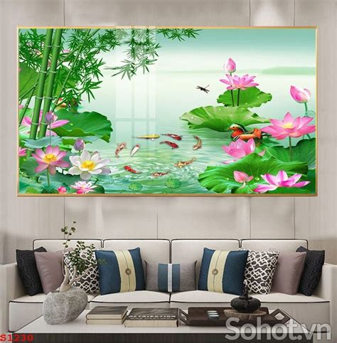 Tranh Hoa Sen Phong Thủy Gạch Tranh Hoa 3d đẹp ốp Tường Hải Phòng