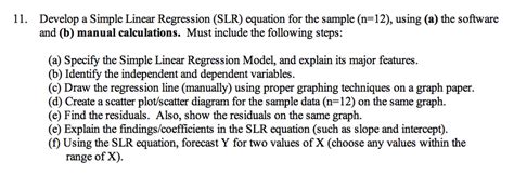 Solved 11 Develop A Simple Linear Regression Slr Equation