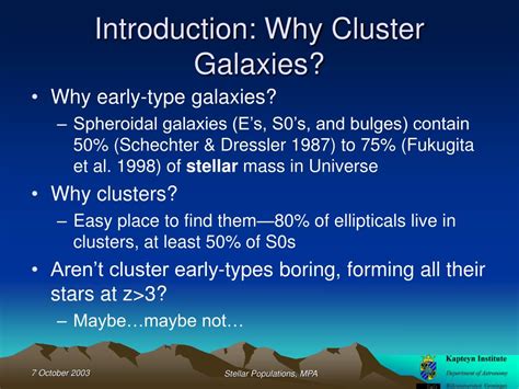 Ppt Old Stellar Populations In Galaxy Clusters Powerpoint