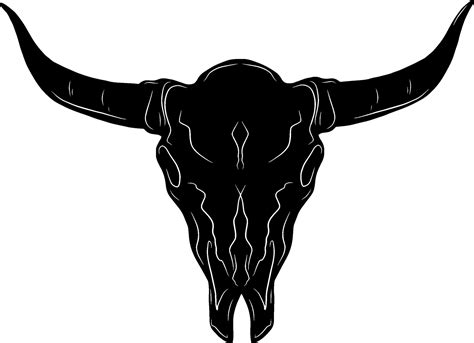 A Black And White Illustration Of A Bull Skull 36900256 Vector Art At