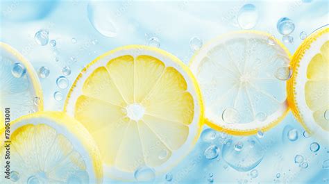 水に浮かべたレモンスライスのイメージイラスト背景 Stock Illustration Adobe Stock