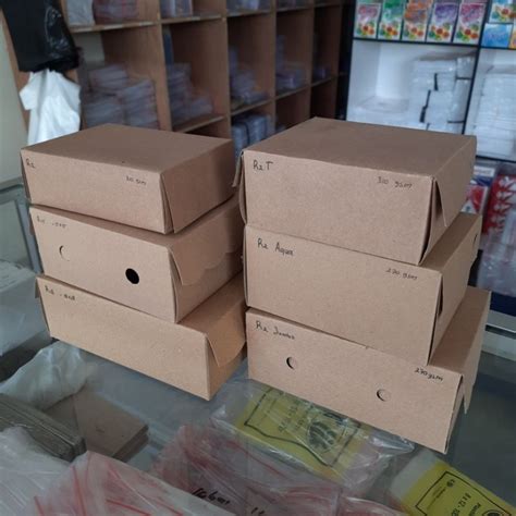 Jual Nasi Box 16x16 Paper Box Craft Coklat Polos Tutup Sambung Tutup