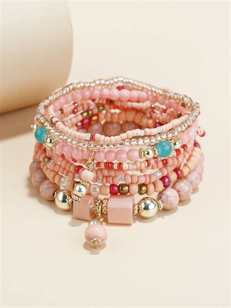 8pcs Pulseira De Contas Coloridas Beaded Bracelet Pedreria Pulseras