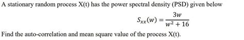 Answered A Stationary Random Process Xt Has Bartleby