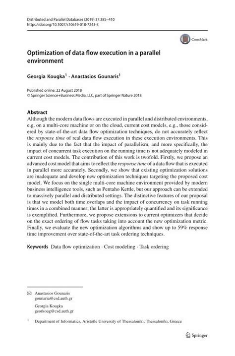 Pdf Optimization Of Data Flow Execution In A Parallel Environment Dokumentips