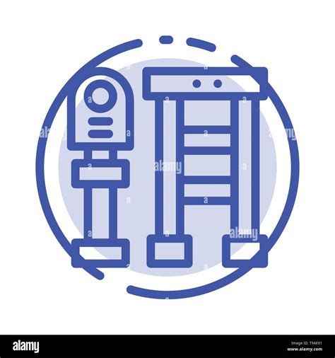 Bench Bus Station Stop Blue Dotted Line Line Icon Stock Vector Image