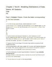 AP Stats Chapter Test Modified RETAKE Chapter Test B Modeling Distributions Of Data Name