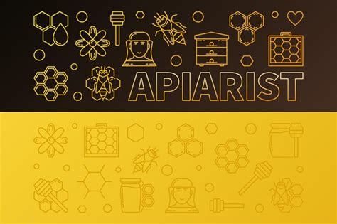 Premium Vector Apiarist Vector Colored Horizontal Illustrations In