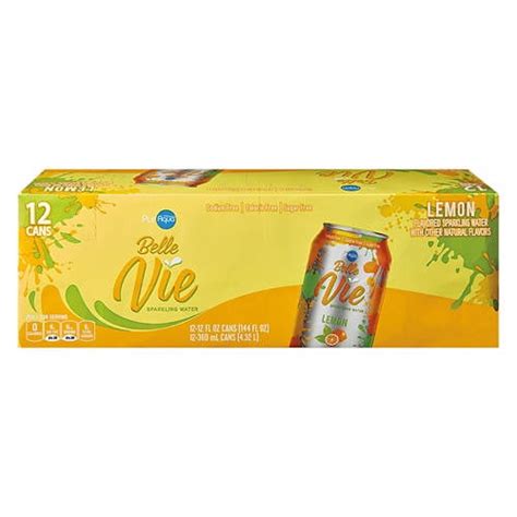 Puraqua Lemon Belle Vie Sparkling Flavored Water 12 Pack 12 Fl Oz