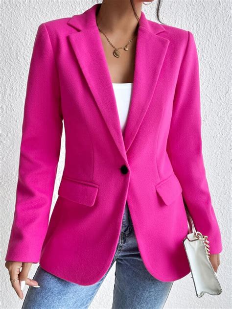 Shein Privé Lapel Collar Flap Detail Single Button Blazer Shein Uk