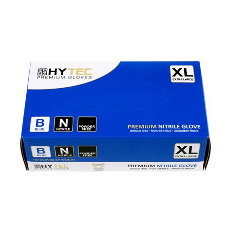 Hytec Blue Nitrile Gloves Powder Free Large Each Aotea Hygiene